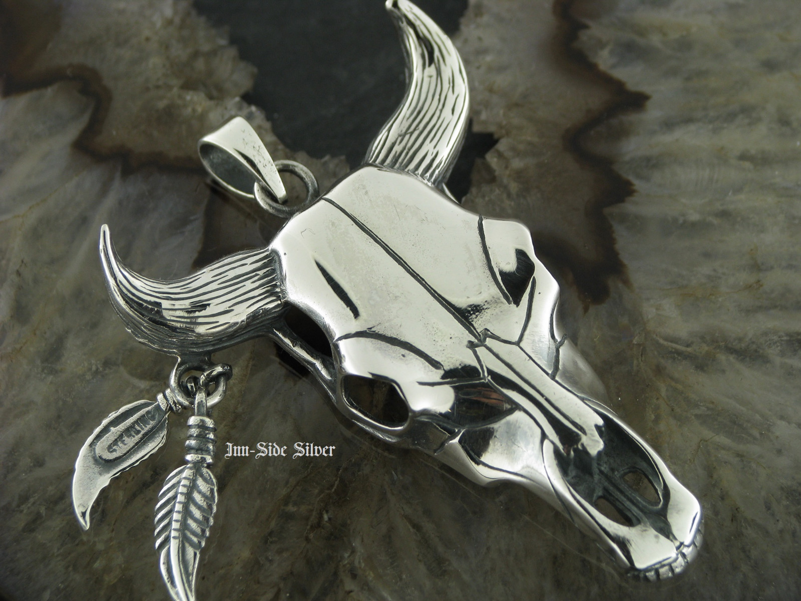 Anhänger Kettenanhänger Silber 925 Stierkopf Steer Skull Stier Cow ...
