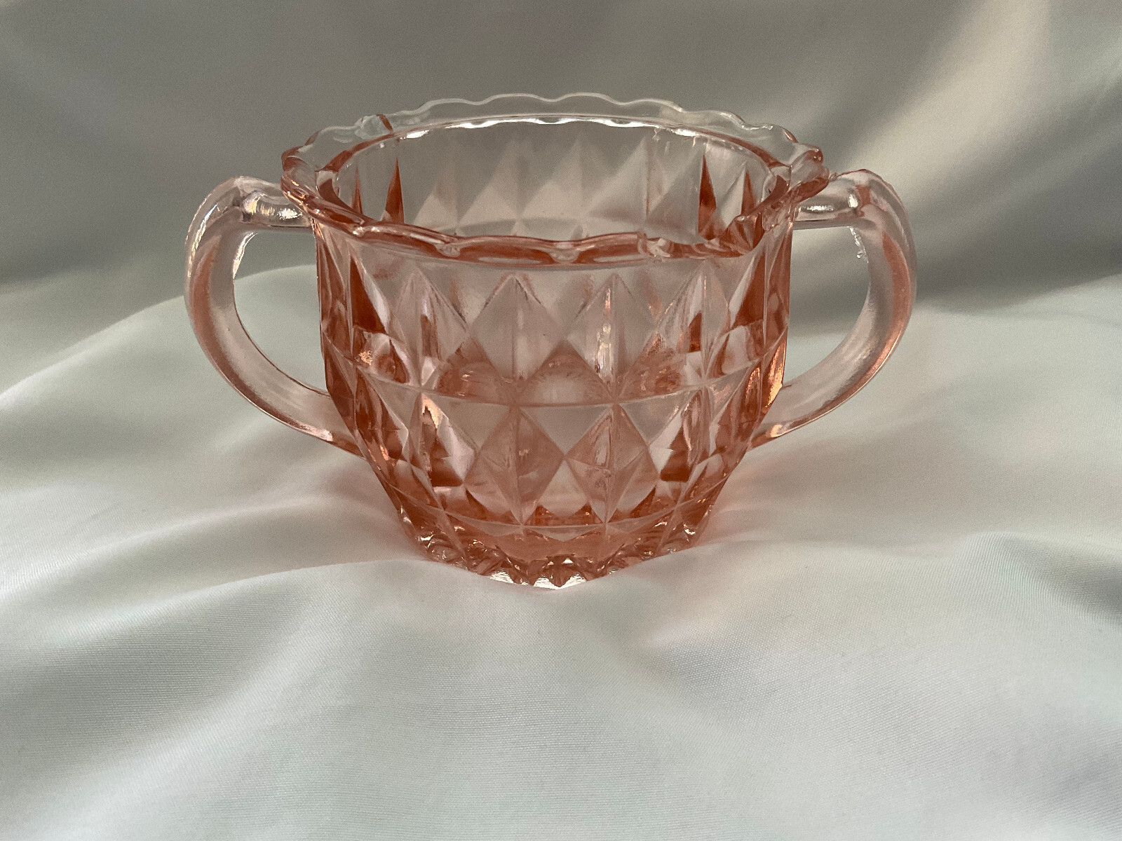 Vintage Pink Depression Glass Windsor Diamond Pattern Sugar Double ...