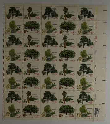 US SCOTT 1764 - 1767 SHEET (PANE) OF 40 AMERICAN TREES STAMPS 15 CENT ...