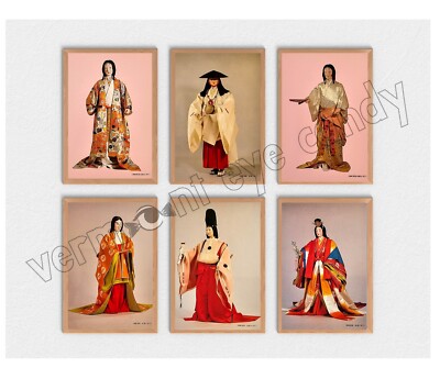 Japanese Set of 6 Ethnic Kimonos Heian Period DIGITAL DOWNLOAD Print at ...