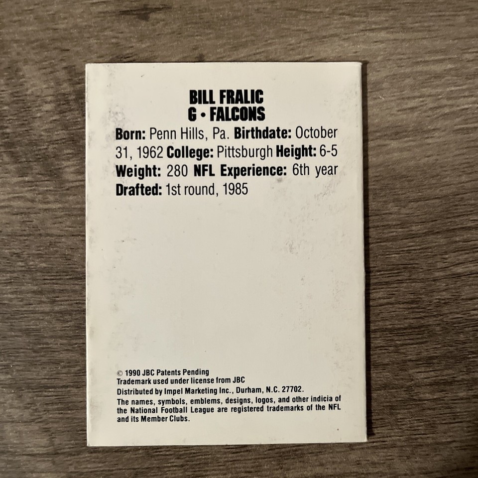 Bill Fralic, 1990 Pro Set NFL Collect-A-Books, Atlanta Falcons | eBay