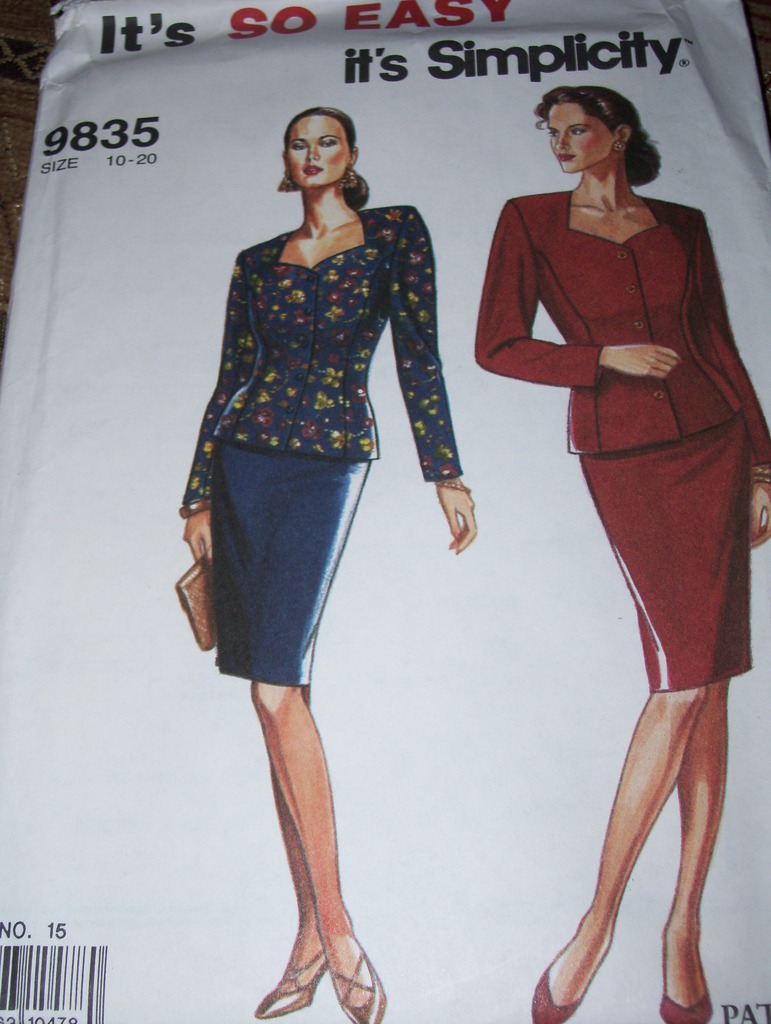 🦋SIMPLICITY #9835-LADIES SWEETHEART NECKLINE TOP & PENCIL SKIRT PATTERN ...