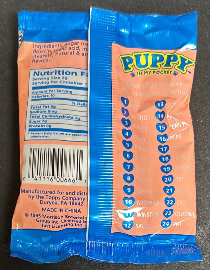 1995 Topps Puppy In My Pocket Sealed Pack Toy/Fact Card/Collectafile ...