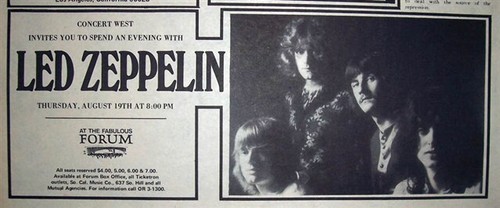 Led Zeppelin IV Zoso Tour The Forum L.A. 1971 Small Poster Type Concert ...