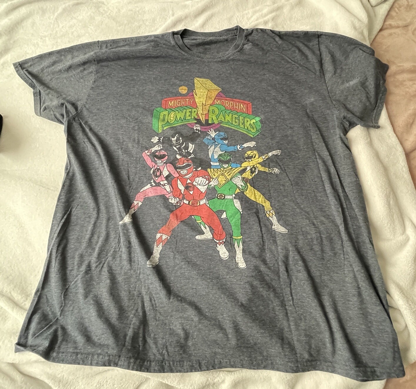 Mighty Morphin Power Rangers Blue/Grey Graphic T-Shir… - Gem