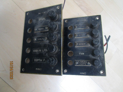 2 Vintage Perko Switch Panel BLK 12Volt Marine Boat Electrical Wiring ...