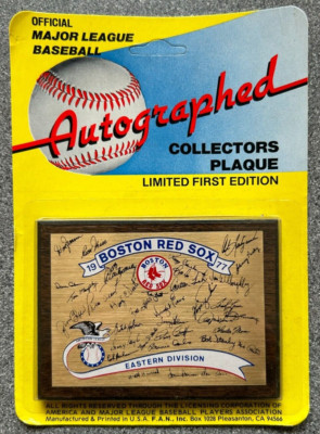 1977 BOSTON RED SOX MLB BASEBALL OFFICIAL AUTOGRAPHED COLLECTORS PLAQUE ...