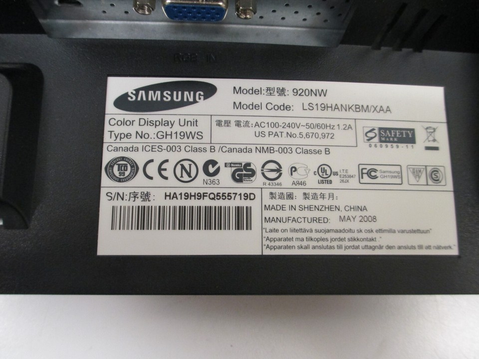Samsung SyncMaster 920nw LCD 19" Monitor *Parts Only* | eBay