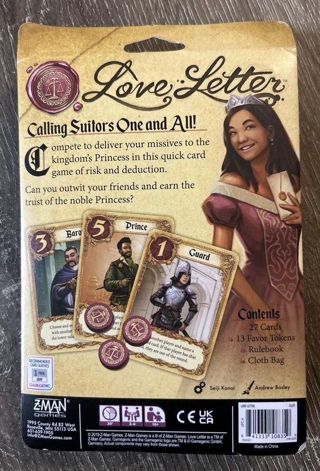 Z-Man Games 2019 Seiji Kanai Love Letter Card Game Factory Sealed | eBay
