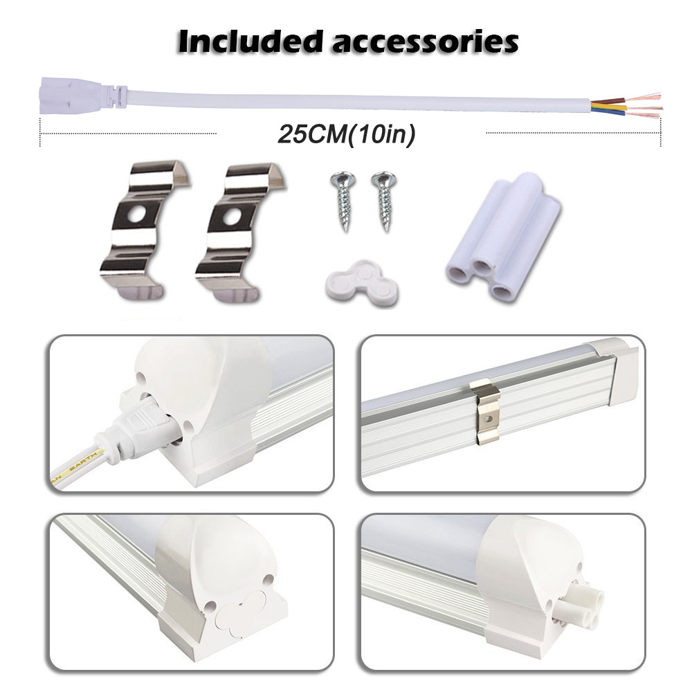 8FT 72W LED Tube Light T8 Integrated 8 Foot Double Row 8' LED Shop ...