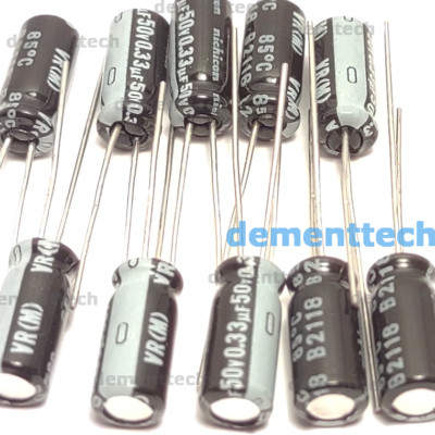 10x 0.33uF 50V Nichicon VR radial electrolytic Capacitors caps 5mm 5x11 ...