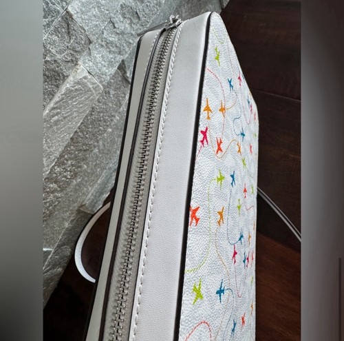 Michael Kors Jet Set WHITE Multi Airplane Print East West Crossbody Bag ...
