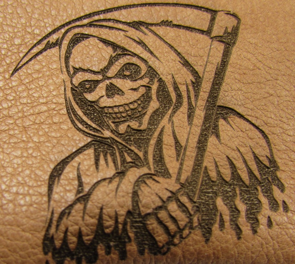 New Leather Engraved Grim Reaper Squeeze Coin Pouch Change Purse USA ...