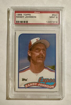 1989 Topps Randy Johnson Rookie RC #647 PSA 9 Mint HOF Montreal Expos ...