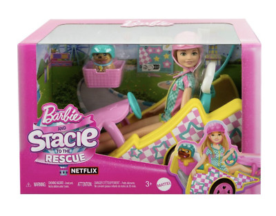 Barbie Stacie Racer Doll with Go-Kart Toy Car, Dog, Accessories Toy New ...