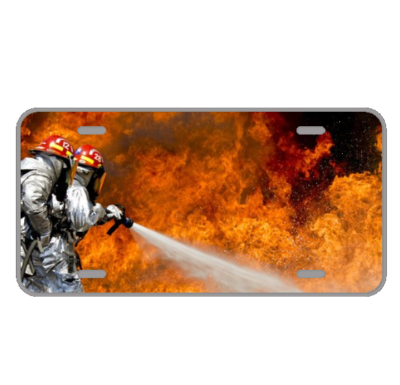 Custom Personalized Tag License Plate With Brave Firefighters Putting ...