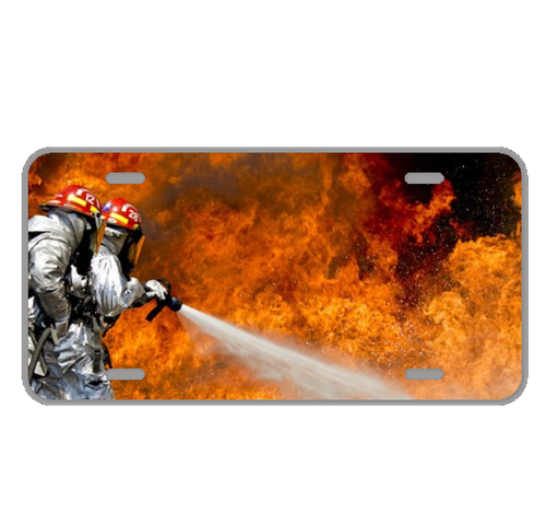 Custom Personalized Tag License Plate With Brave Firefighters Putting ...