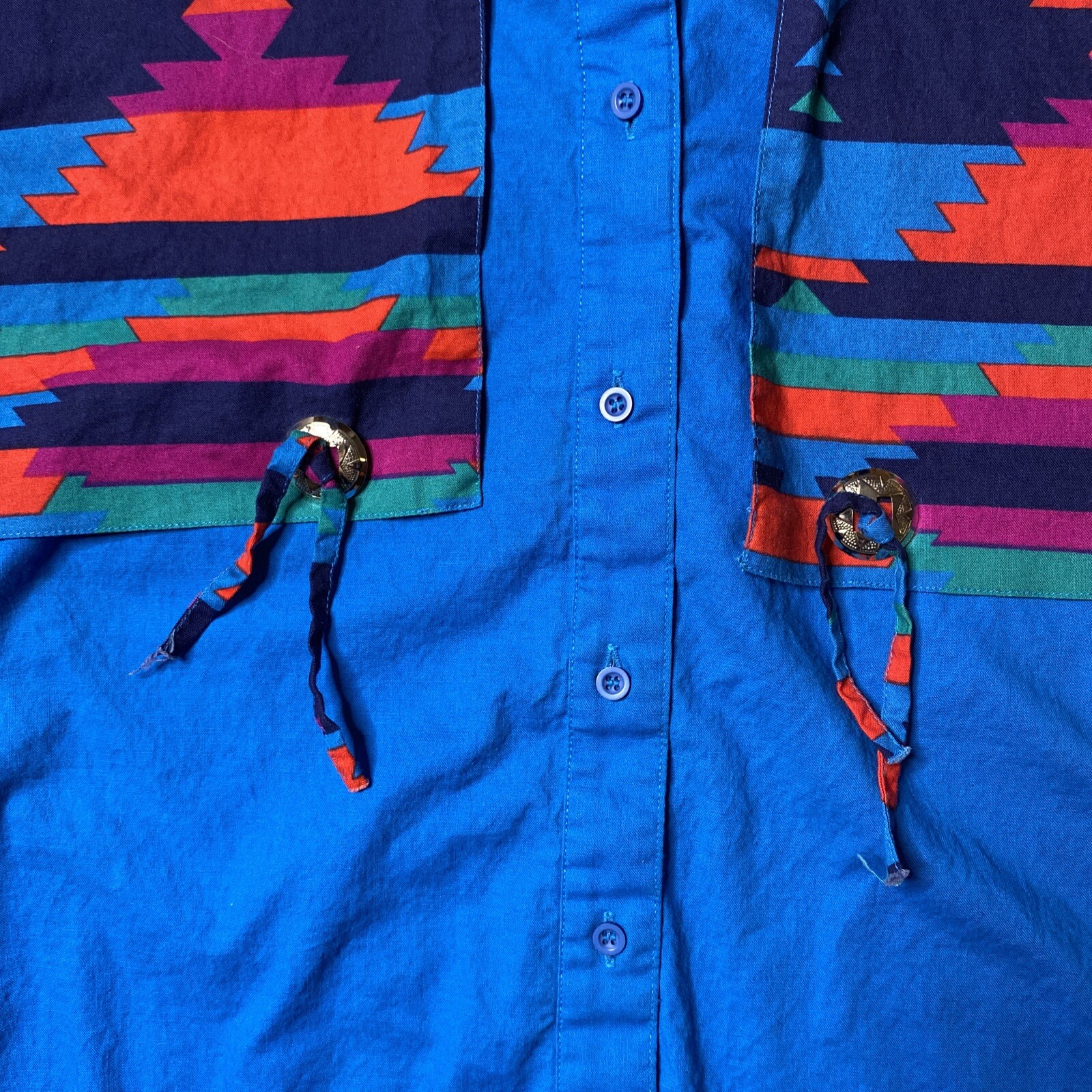 *VINTAGE* Wrangler Aztec Womens Turquoise Small Rodeo Shirt Padded ...