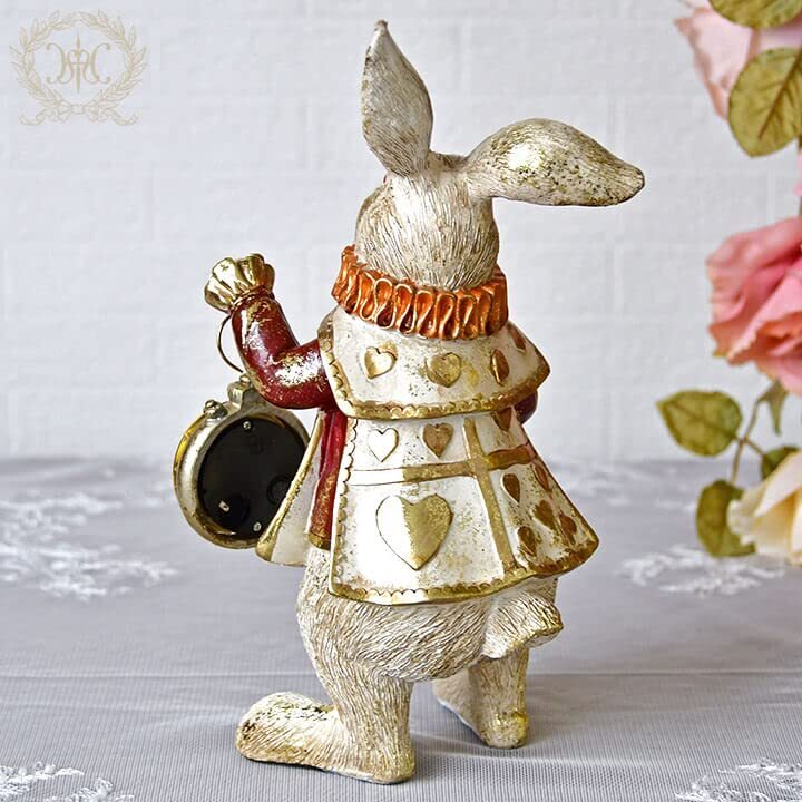 Alice In Wonderland White Rabbit Clock Statue Antique Style 9.6inch ...