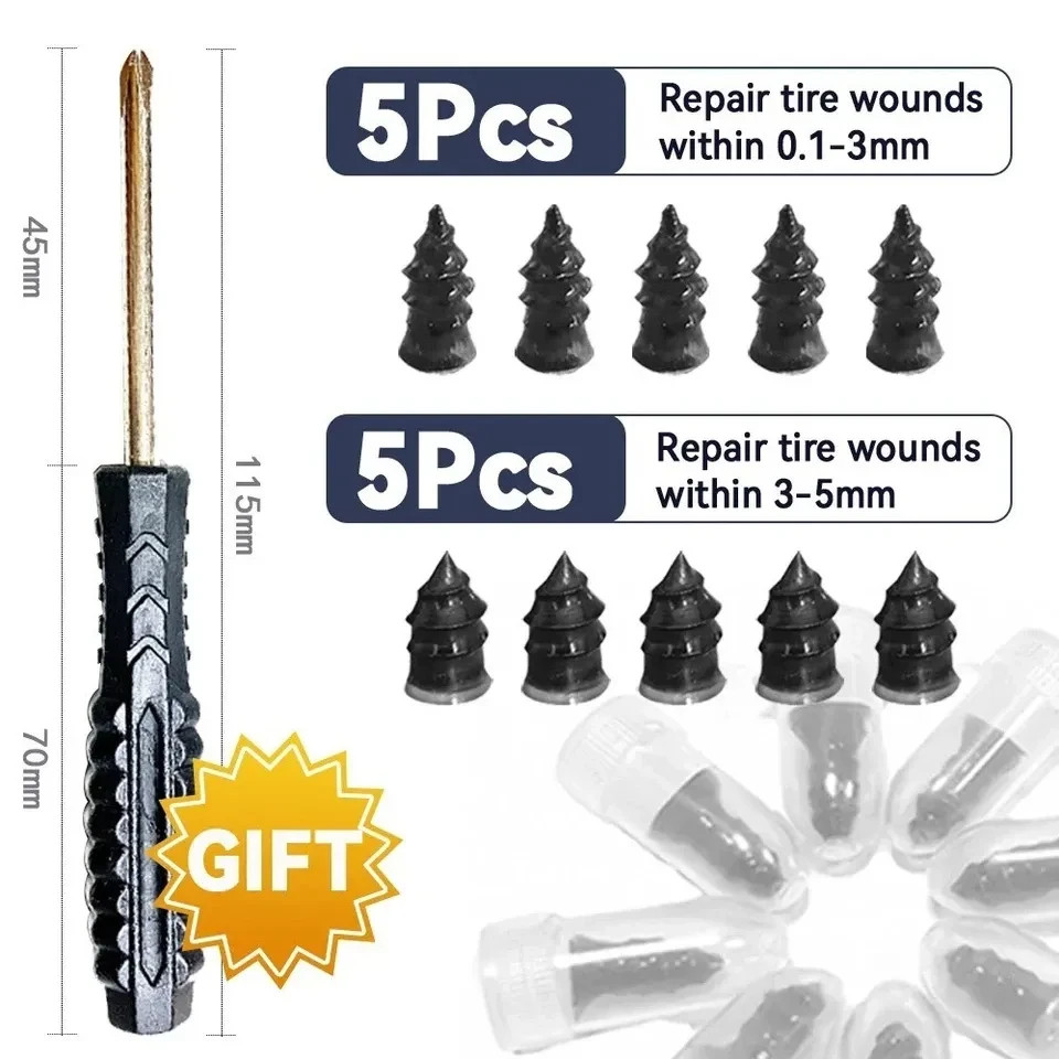 Tire Repair Screw in Rubber Plug Nail Car Tyre Puncture Repair Kit Off ...