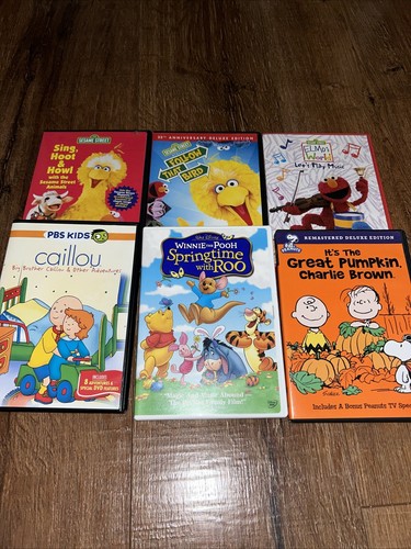 Kids DVD Lot Of 6 Elmo, Caillou, Sesame Street Big Bird Winnie The Pooh ...