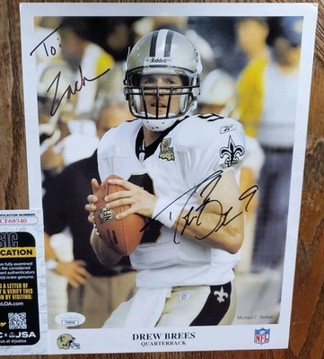 AUTOGRAPHED Saints Drew Brees Team Issued 8.5x11 Photo Football JSA COA ...