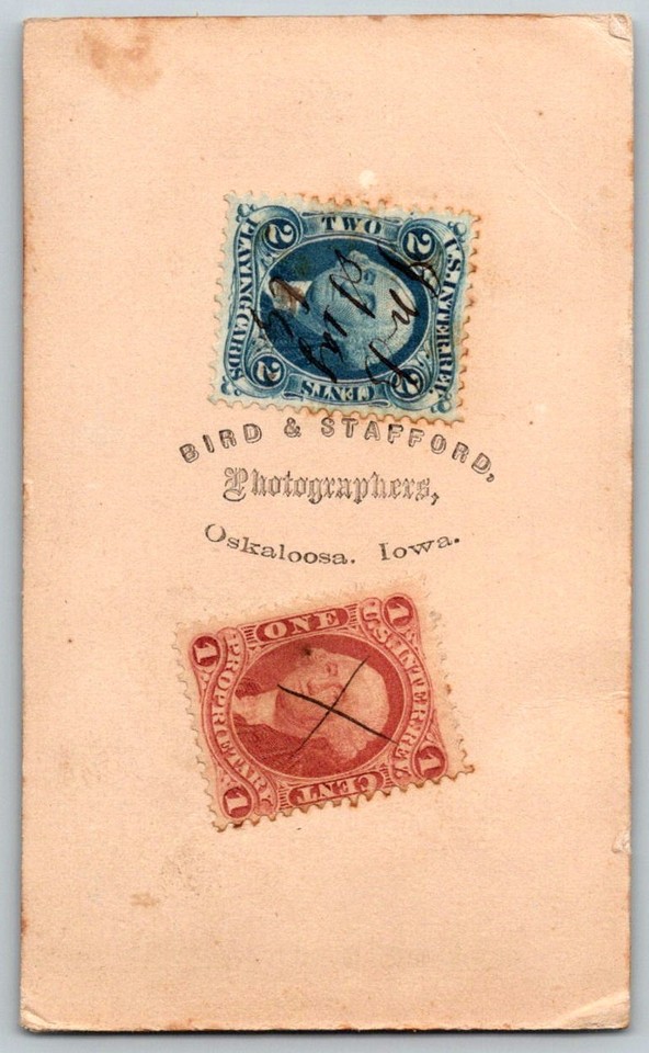 Cdv Circa 1860s 2c & 1c Civil War Tax Stamps Gorgeous Lady Oskaloosa ...