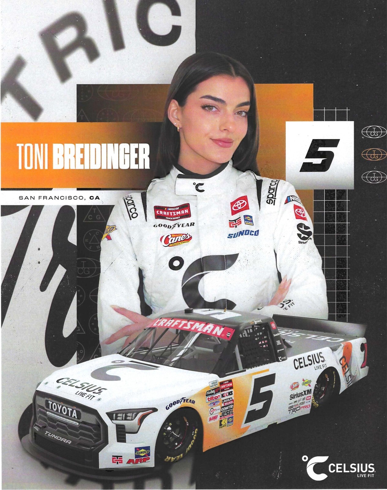 NEW! 2025 TONI BREIDINGER #5 ”CELSIUS LIVE FIT" NASCAR CRAFTSMAN TRUCK ...