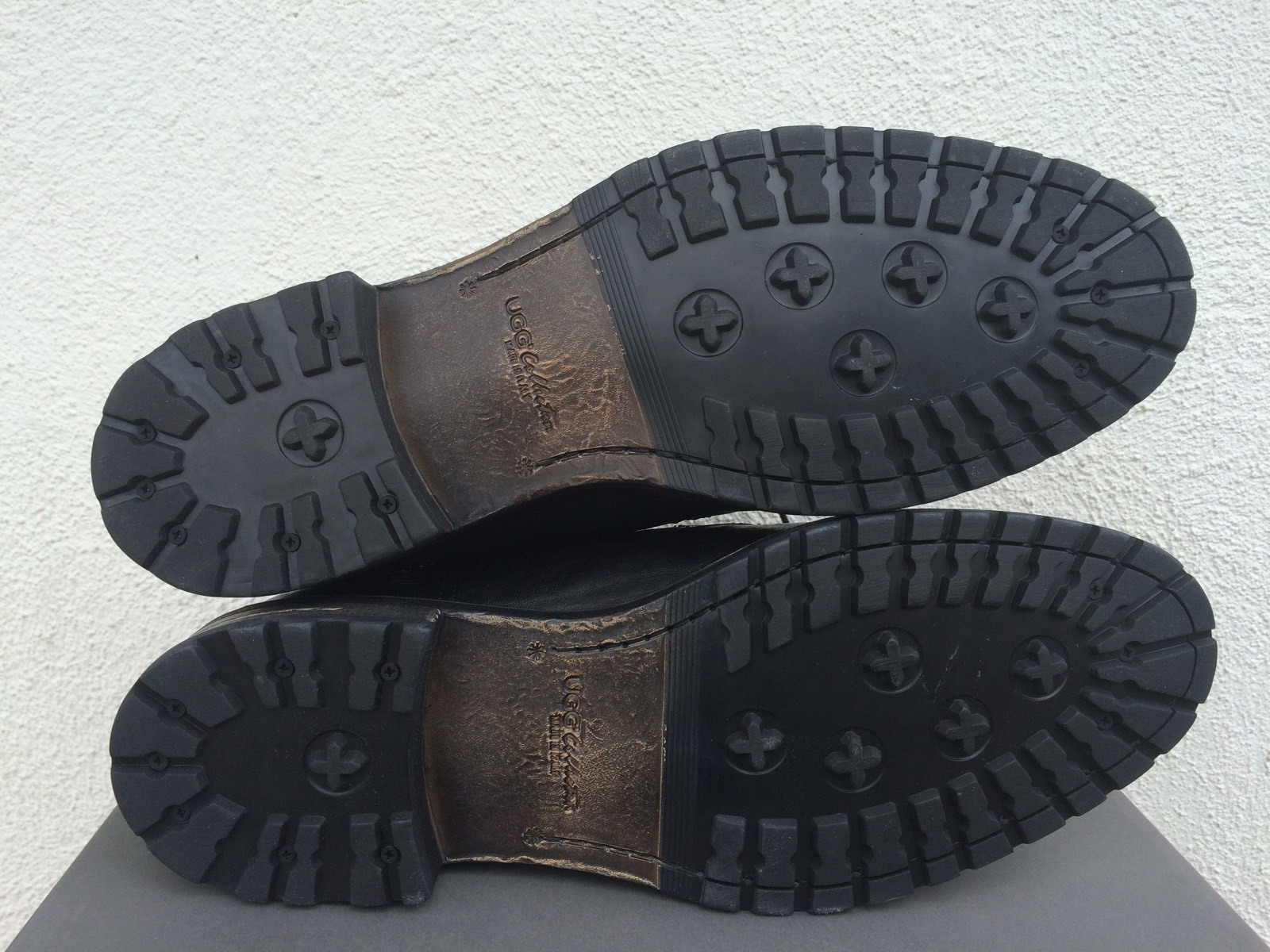 UGG ITALIAN COLLECTION LUCCA BLACK LEATHER LACE-UP BOOTS, MEN US 13 ...