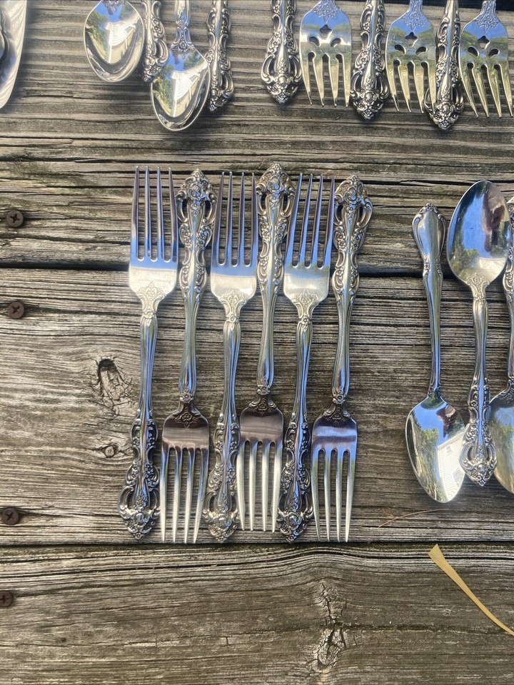 Oneida MICHELANGELO Stainless Heirloom CUBE Glossy Silverware Flatware ...