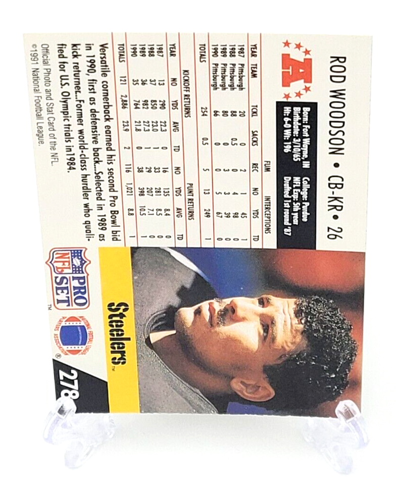 1991 Pro Set Football Rod Woodson Pittsburgh Steelers #278 HOF NFL | eBay