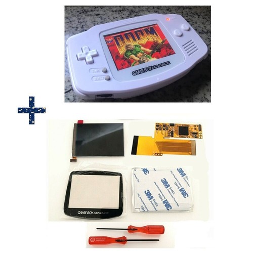 V2 IPS Backlight LCD For Game Boy Advance GBA and Pre-cut Full White ...
