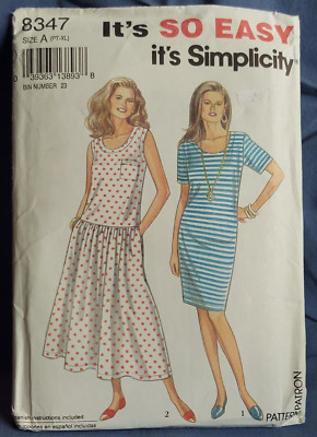 Vintage Simplicity 8347 Sewing Pattern Misses/Petite Knit Dress Uncut ...