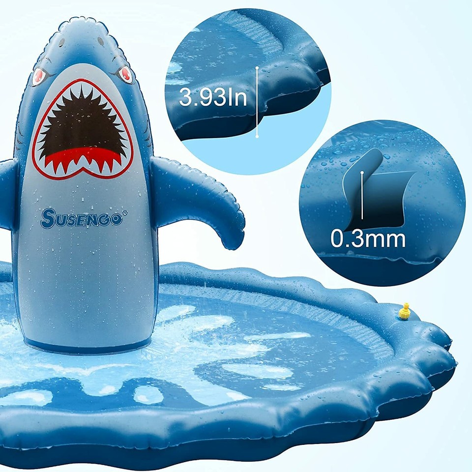 Shark Splash Pads Sprinkler for Toddlers Splash Mat Inflatable Pool ...