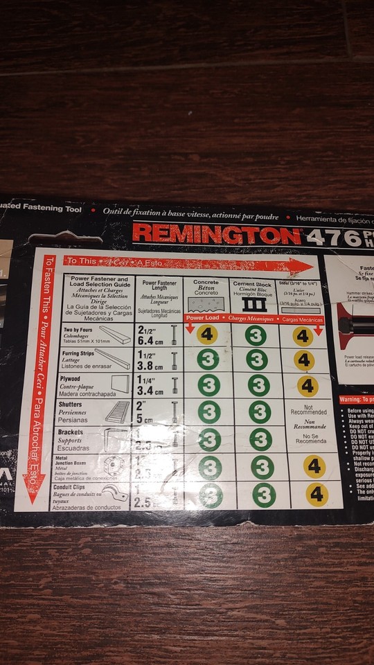 Remington 476 Power Hammer Low Velocity Powder Actuated Fastening Tool ...