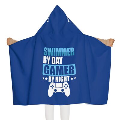 Swimmer By Day Gamer By Night Youth Sport Swim Hooded Towel Team Custom ...