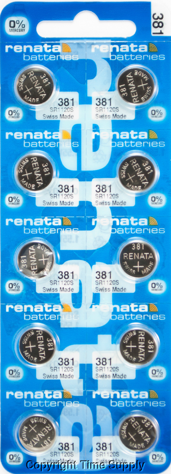 10 pc 381 Renata Watch Batteries SR1120SW 0% MERCURY | eBay