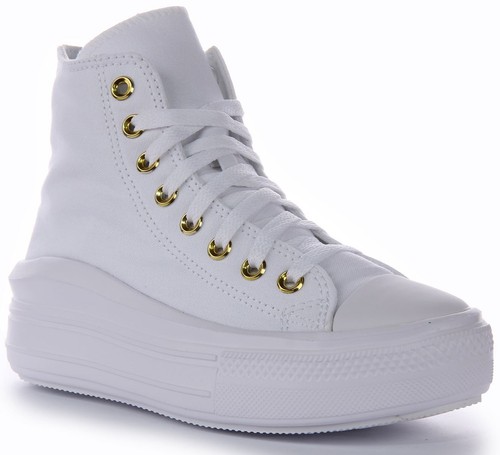 CONVERSE A05459C Tutti Stella Plateau Tela Stringate Trainer Bianco ...