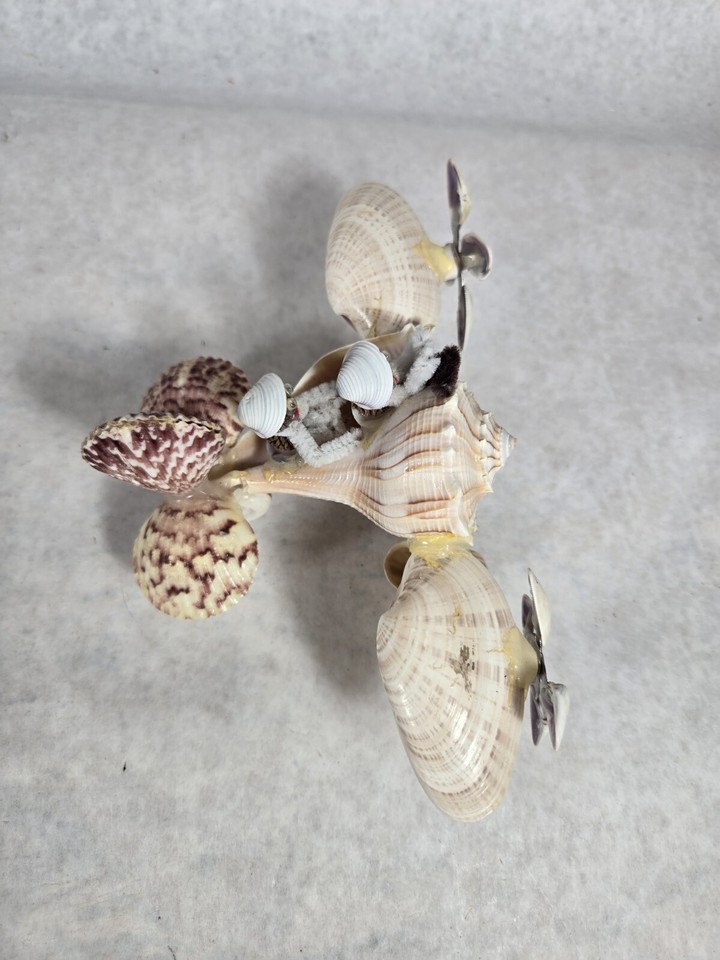 Vintage Sea Shell Art Airplane Sculpture Figure Pilot Nautical Folk Art ...
