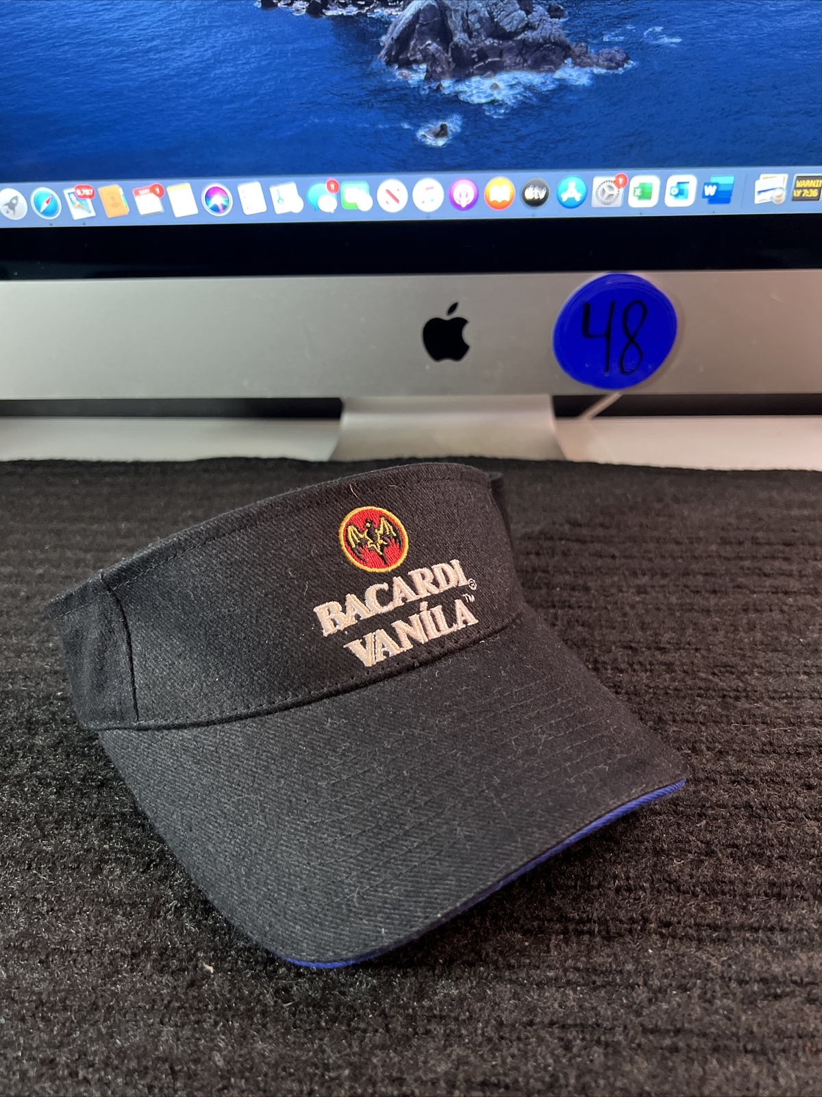 Bacardi Vanilla Rum Logo Visor Cap Hat Black Blue St… - Gem