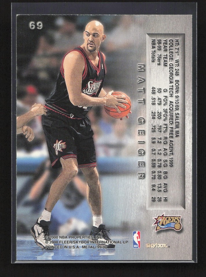 1999-00 Skybox Metal Matt Geiger #69 Philadelphia 76ers | eBay