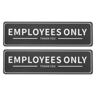 Employees Only Sign, 2 Pack 7x2 Inch Office Door Signs Black/White ...