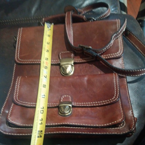 Vintage LARELLA Brown Genuine Leather messenger Bag Made In Italy | eBay