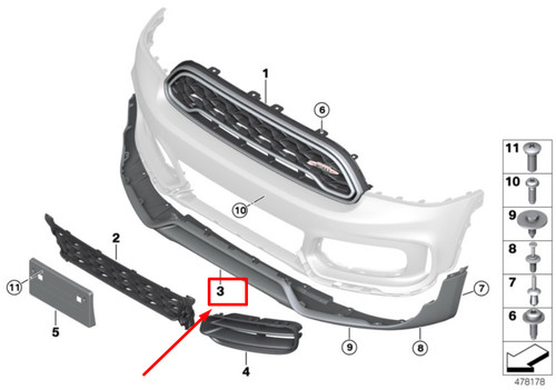 NEW MINI COUNTRYMAN F60 FRONT BUMPER LIP 51117478631 7478631 ORIGINAL ...
