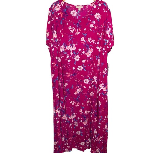 Woman Within Dress Womens 22/24 Pink Tropic Floral Crinkle Lightweight ...