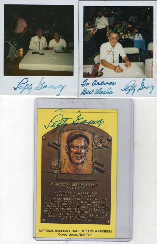 LEFTY GOMEZ Autographed Hall of Fame Plaque Card HOF New York Yankees ...