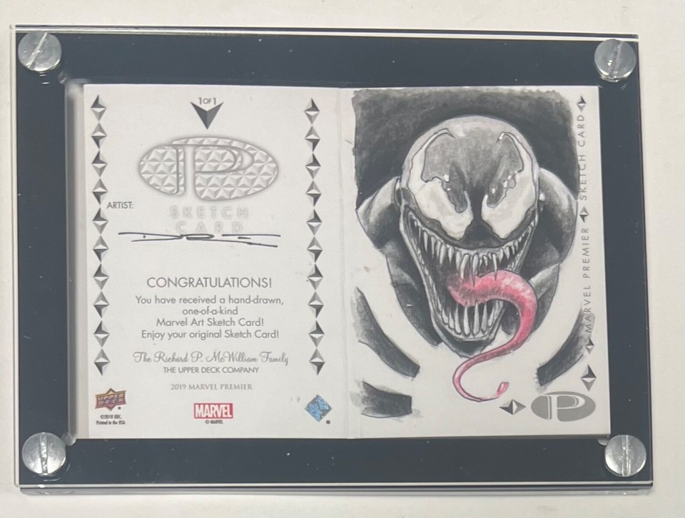 2019 UD Marvel Premier Dual-Panel Sketch Venom by Andrei "Dre" Ausch w ...