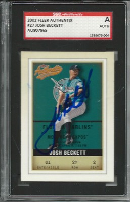 Signed SGC Authentic 2002 Fleer Authentix #27 Josh Beckett autograph | eBay
