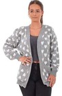 New Ladies Heart Knitted Cardigan Pockets Long Sleeve Regular Big Sizes ...