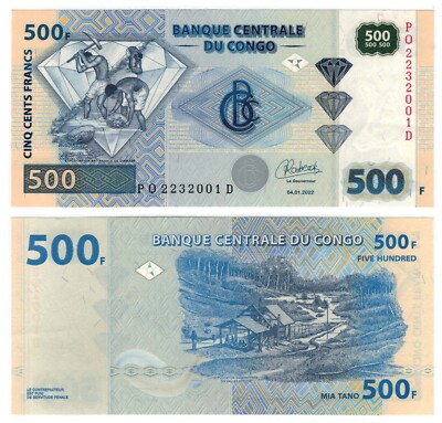 Congo DR 500 Francs (4.1.2022) - Diamond/Diamond Miners/p-96Dv, B317i ...